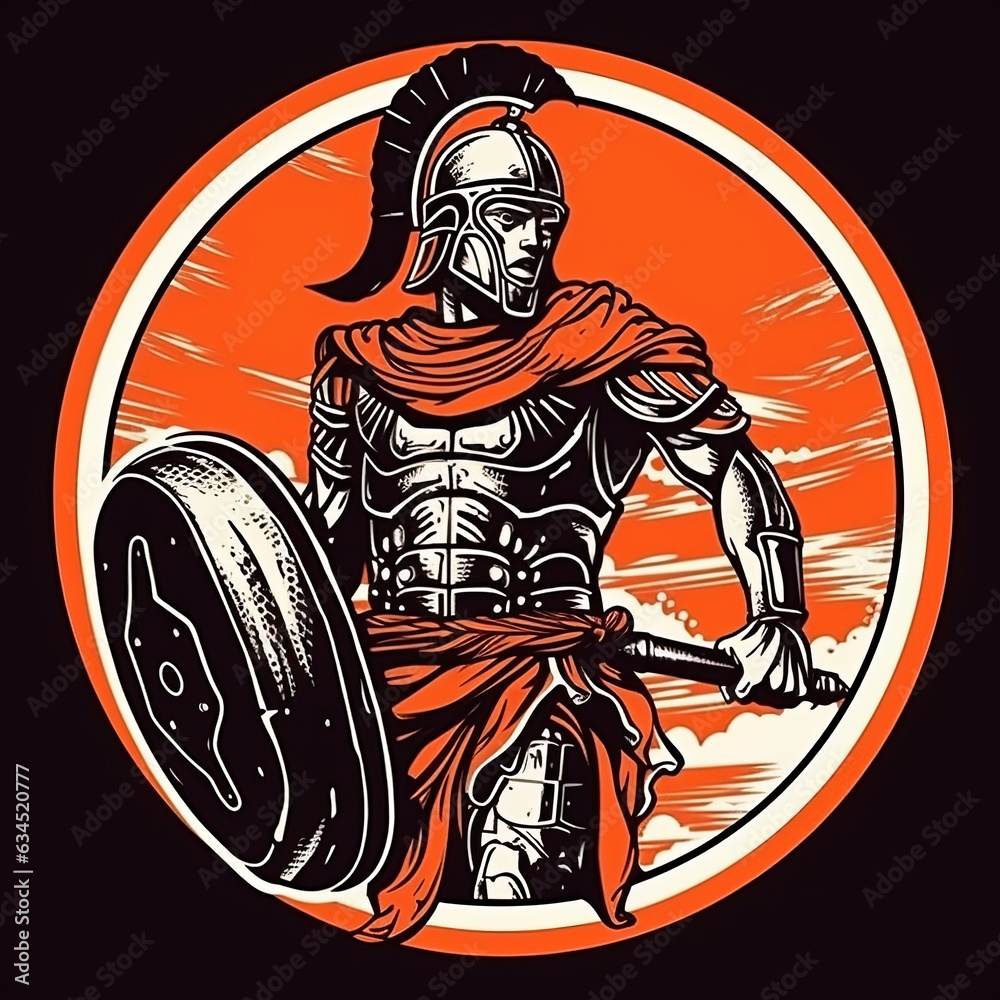 gladiator vector design for t shirt clipping mask. Generative AI Stock ...