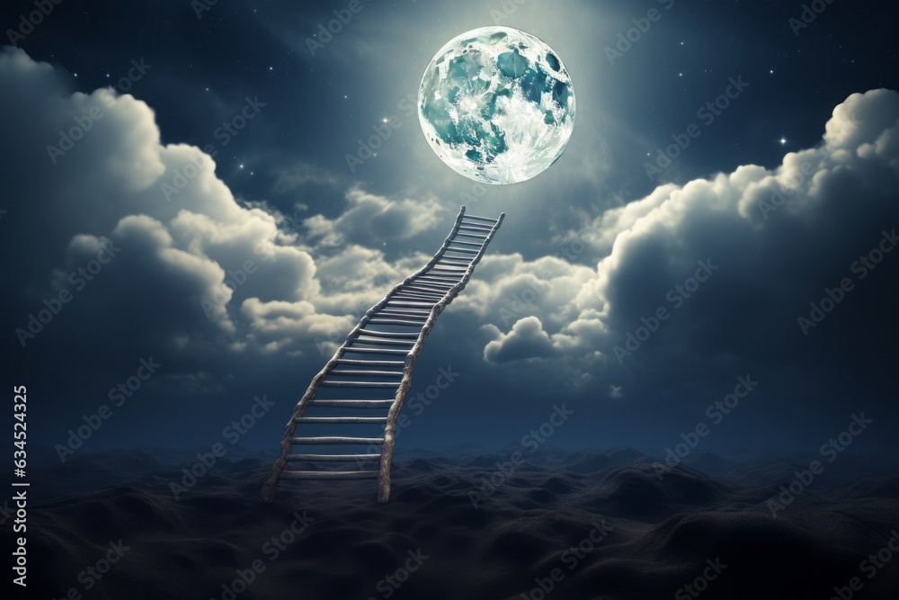 Ethereal ladder stretching from Earth, reaching out to the luminous ...