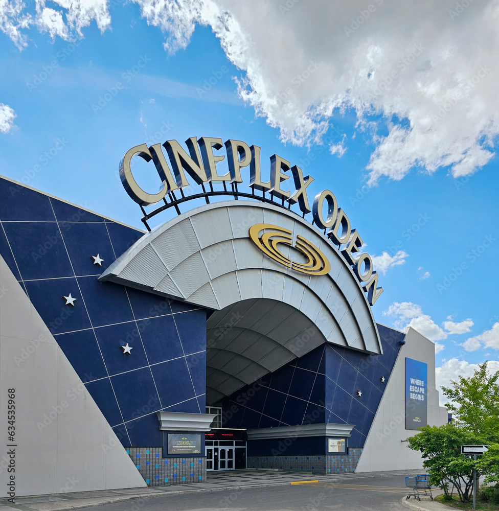 TORONTO, CANADA-AUGUST 11, 2023: Cineplex Odeon Cinema front entrance ...