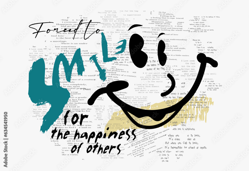 Vetor de Vector Happy Doodle Smile, simple face funny icon graffiti ...