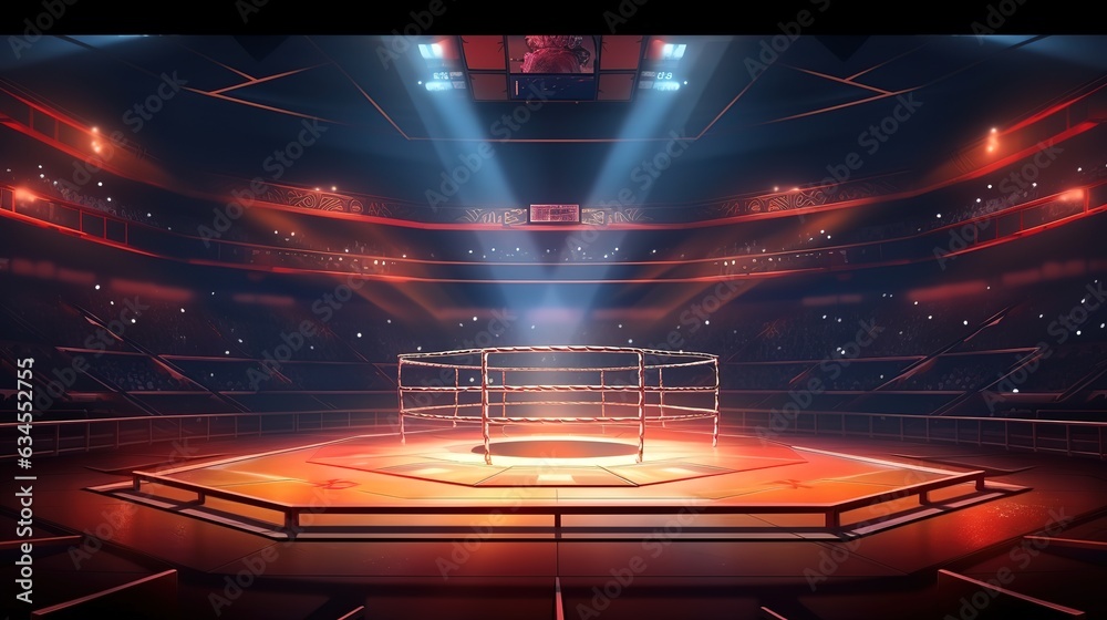 Octagon ring, an arena for boxing fights and competitions Stock ...