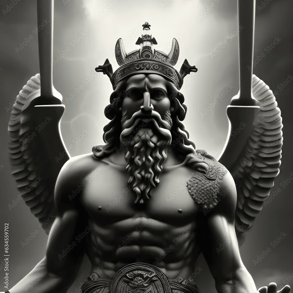 Bust of the god Zeus. Ancient Greek mythology. Antique sculpture. God Zeus Stock Illustration ...