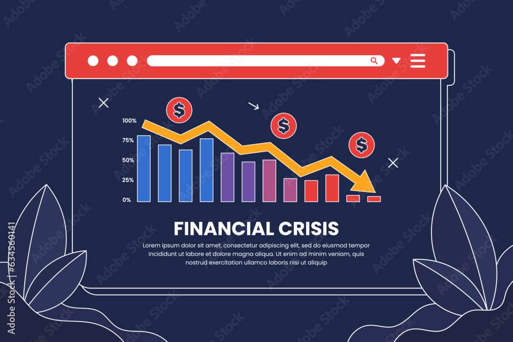 Financial crisis graph vector with falling arrow. stock crisis, world ...