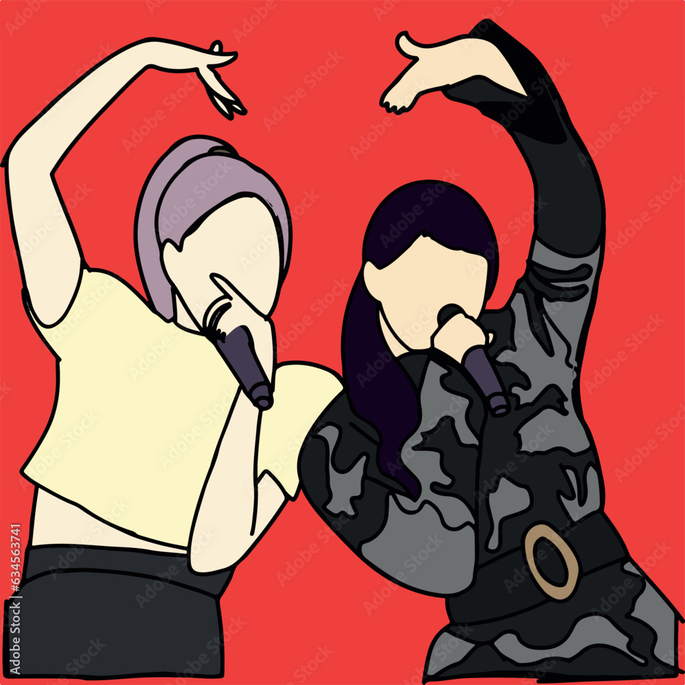 two korean pop idol women making heart symbol with they hands vector ...