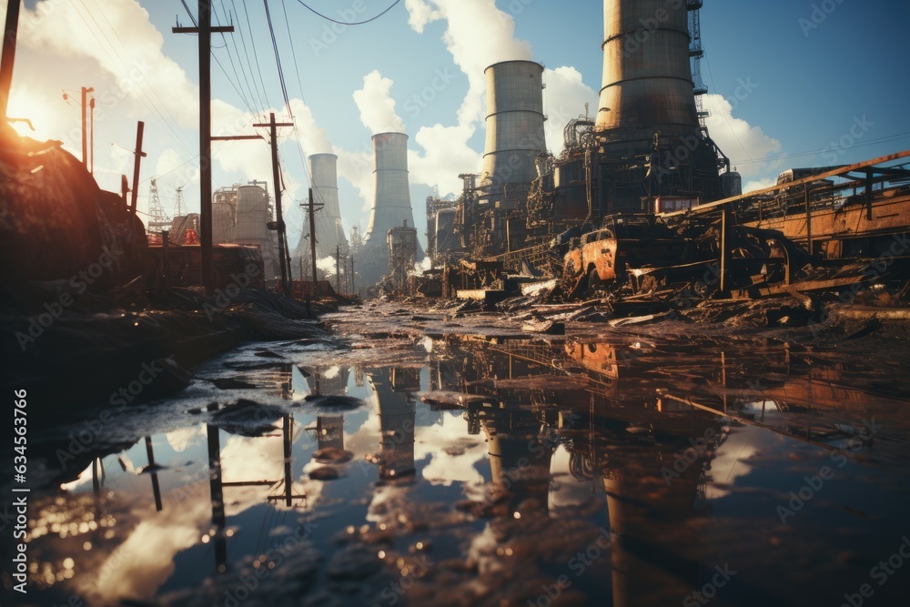 Photo Backdrop of Industry: The Towering Structures of a Steel Mill ...