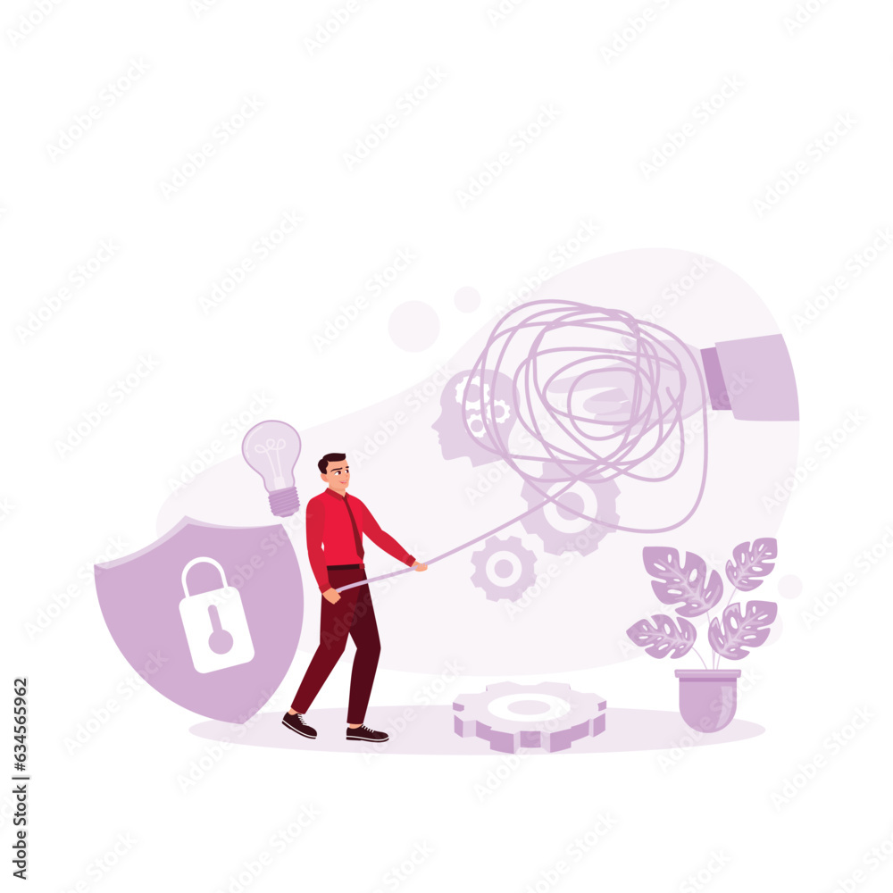 Business problem-solving concept. Businessman or a young man trying to ...