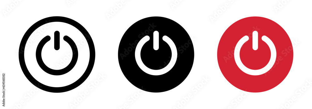 power on off button. Switch on switch off icon. Press start button sign ...