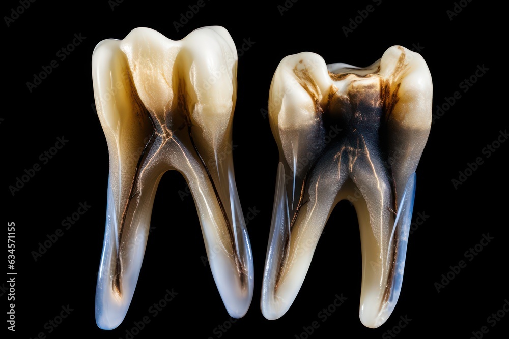 Poster X-ray of two human tooth molars both showing infection – Wall ...