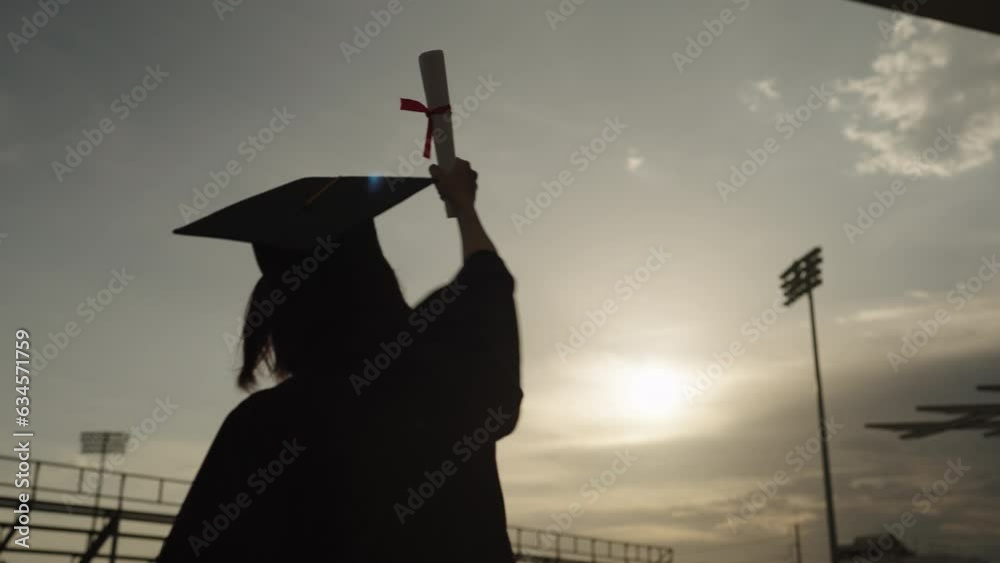 Rear view of Graduation Congratulations student ceremony on the day of ...