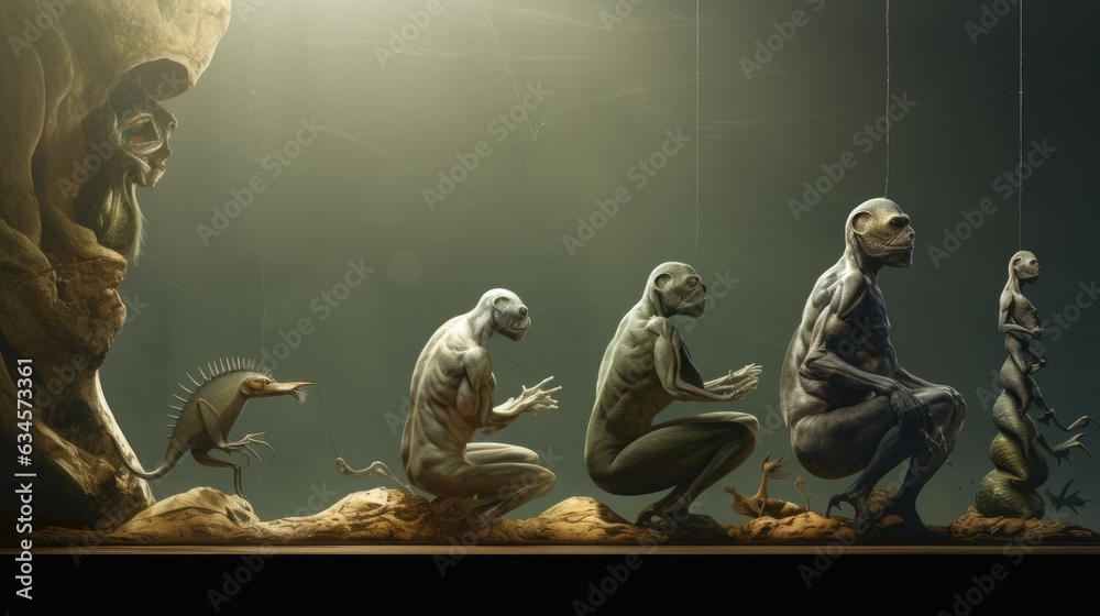 Artificial Evolution: Stages of a creature's evolution, transitioning ...