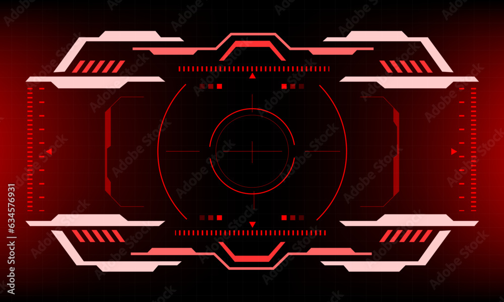 HUD sci-fi interface screen view red design virtual reality futuristic ...