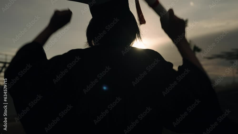 Rear view of Graduation Congratulations student ceremony on the day of ...