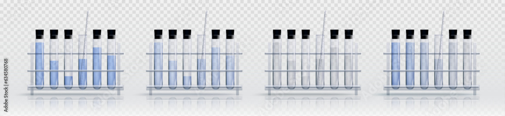 Realistic set of test tube racks isolated on transparent background ...