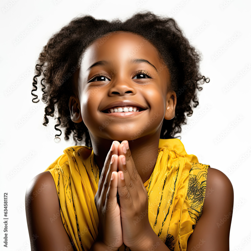 A professional studio headshot capturing the pure joy of a 9-year-old ...