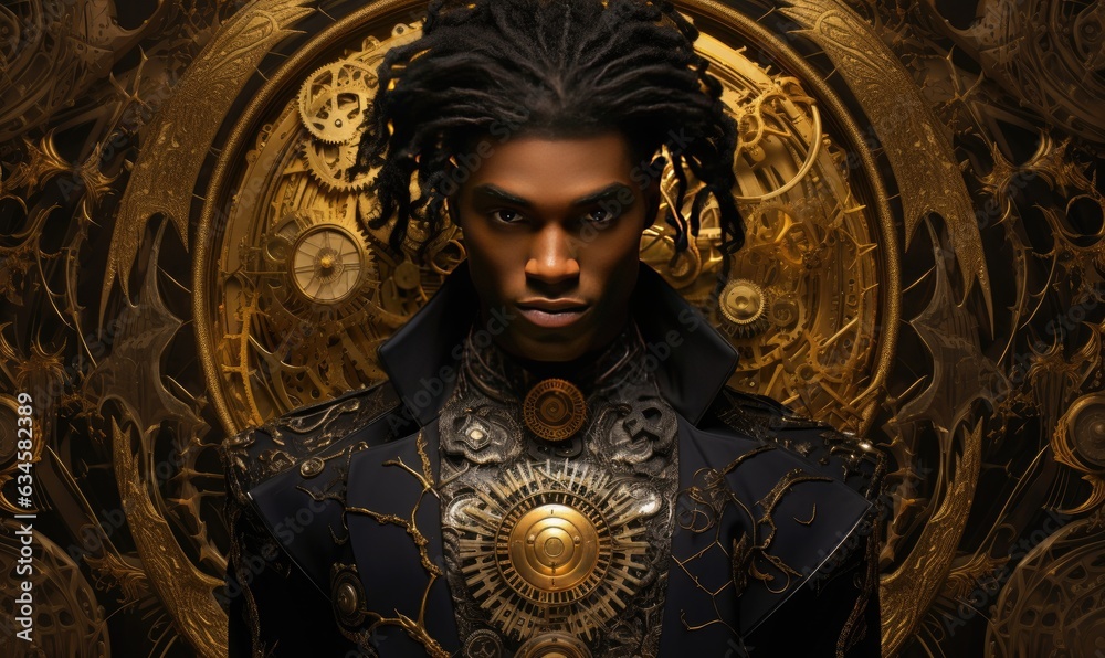 The portrait showcases the divine allure of the young handsome dark god ...