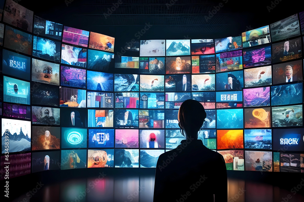 Watching on a video wall with multimedia streams. Generative ai design ...