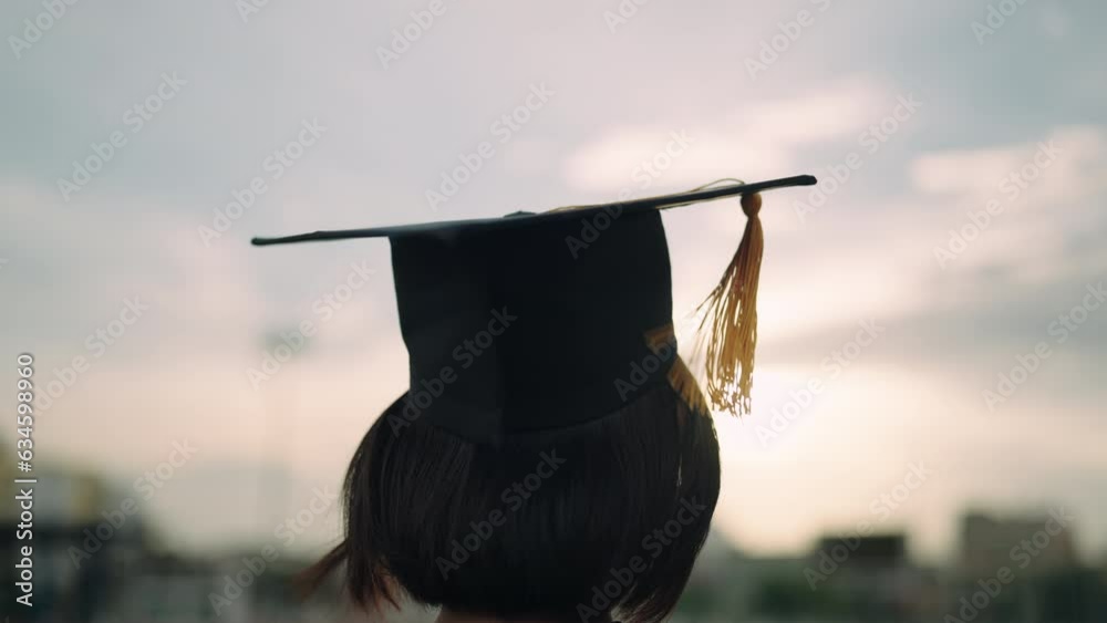 Rear view of Graduation Congratulations student ceremony on the day of ...