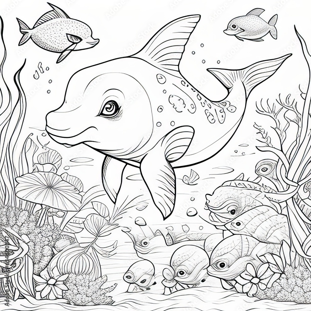 Wild Wonders: Coloring Page with Creatures for Kids Stock Illustration ...