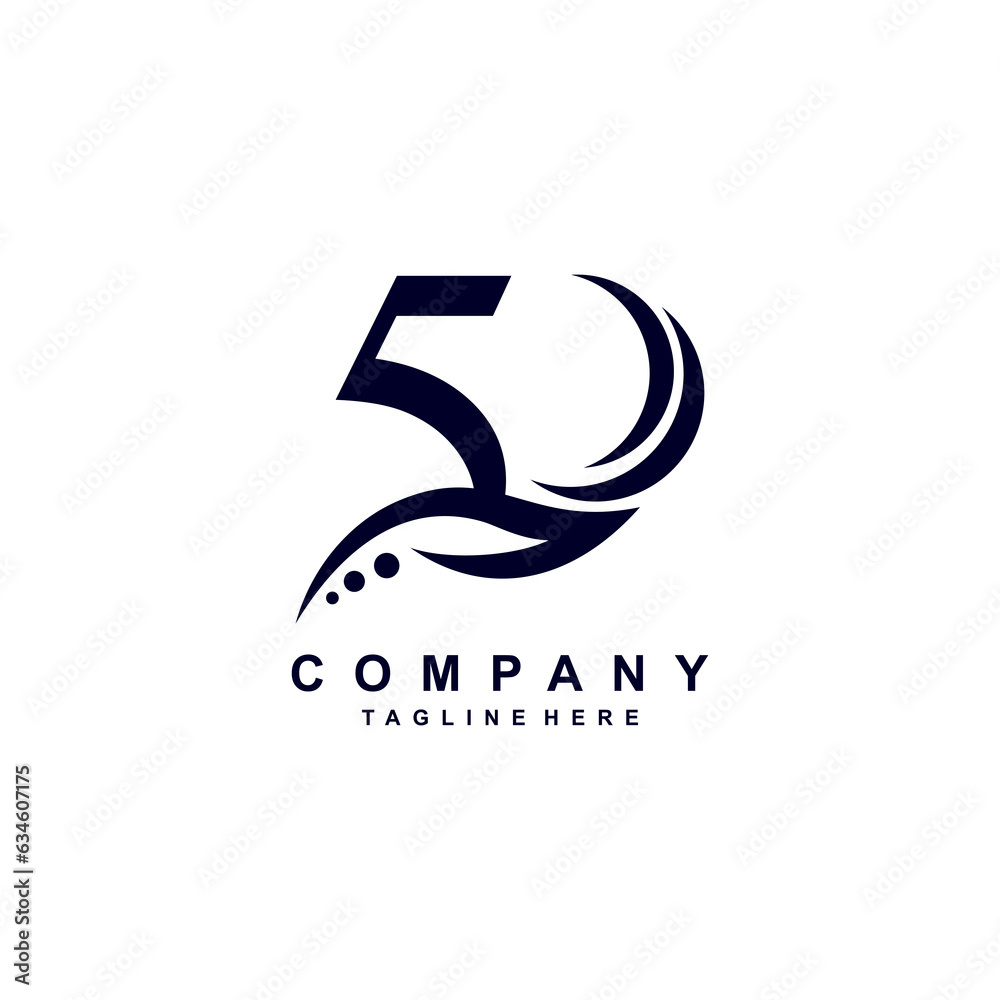 luxury black number 5 logo design with leaves, pretty swoosh feathers ...