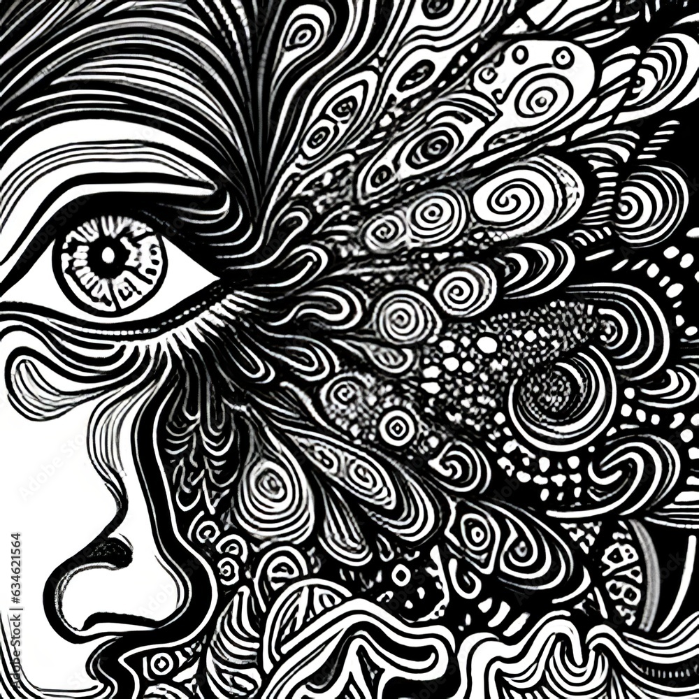 Vivid Exploration: Coloring Book Page with Psychedelic LSD Theme for ...