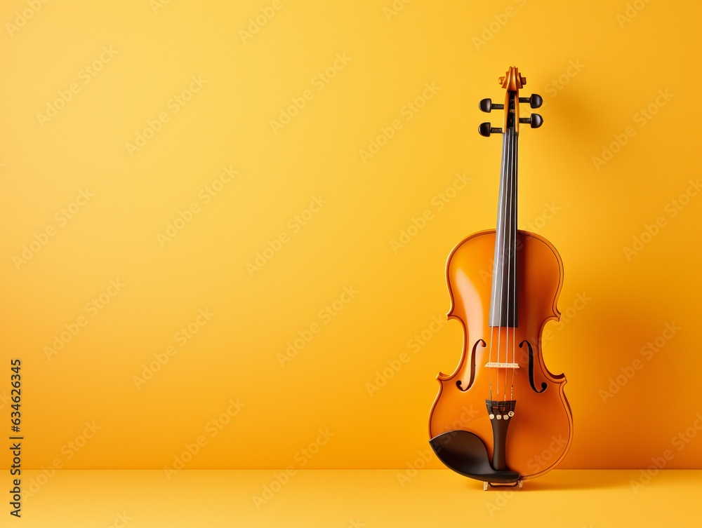 Classical music concert poster with orange color violin on yellow ...