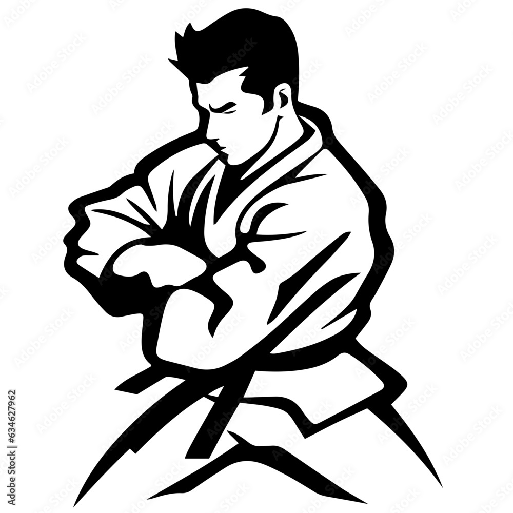 Sketch judoist, judoka athlete duel, fight, judo, pack of sport figure ...