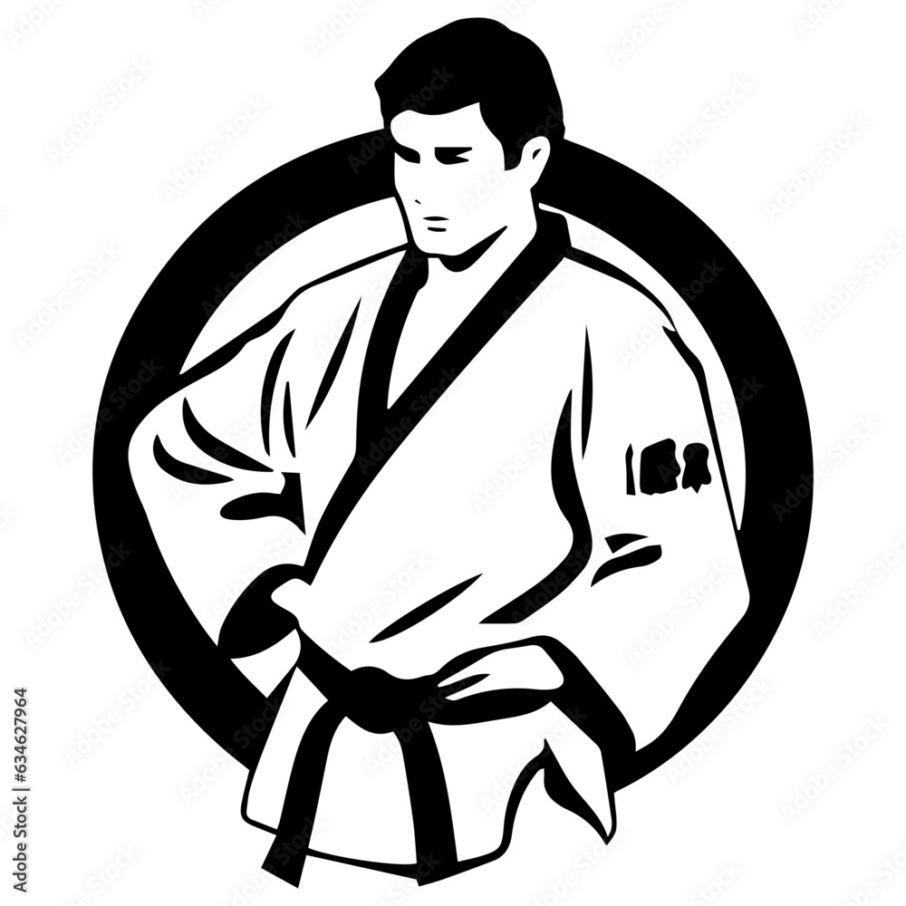 Sketch judoist, judoka athlete duel, fight, judo, pack of sport figure ...