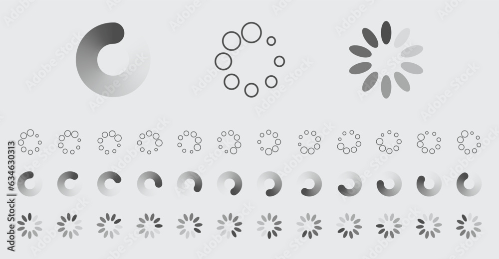 Circular Loading Buffering Icons Vector Set Video Ready for Animation ...