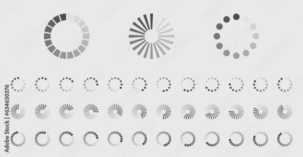 Circular Loading Buffering Icons Vector Set Video Ready for Animation ...
