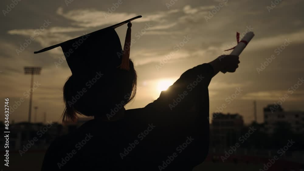 Rear view of Graduation Congratulations student ceremony on the day of ...