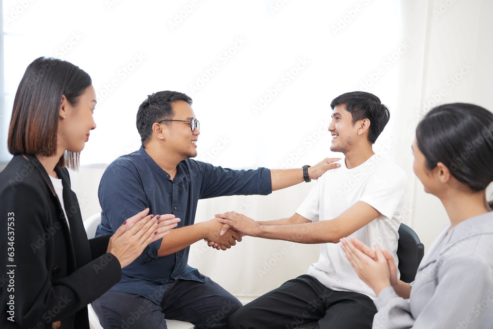 Group of diverse asian people spending time to talking and sharing ...