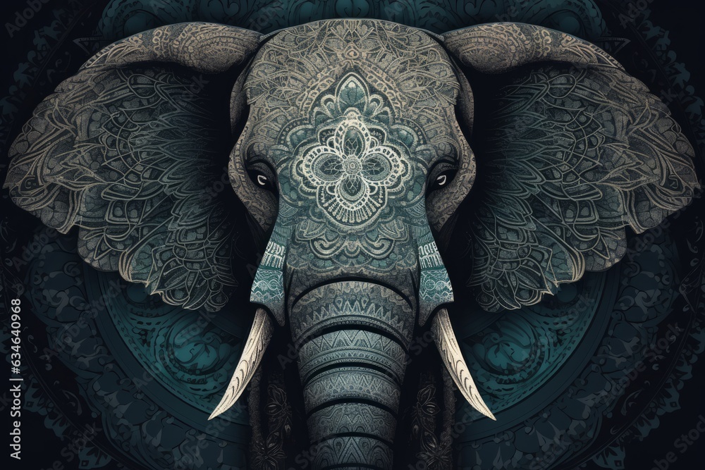 Poster Art illustration - elephant head in zentangle style – Wall Art ...
