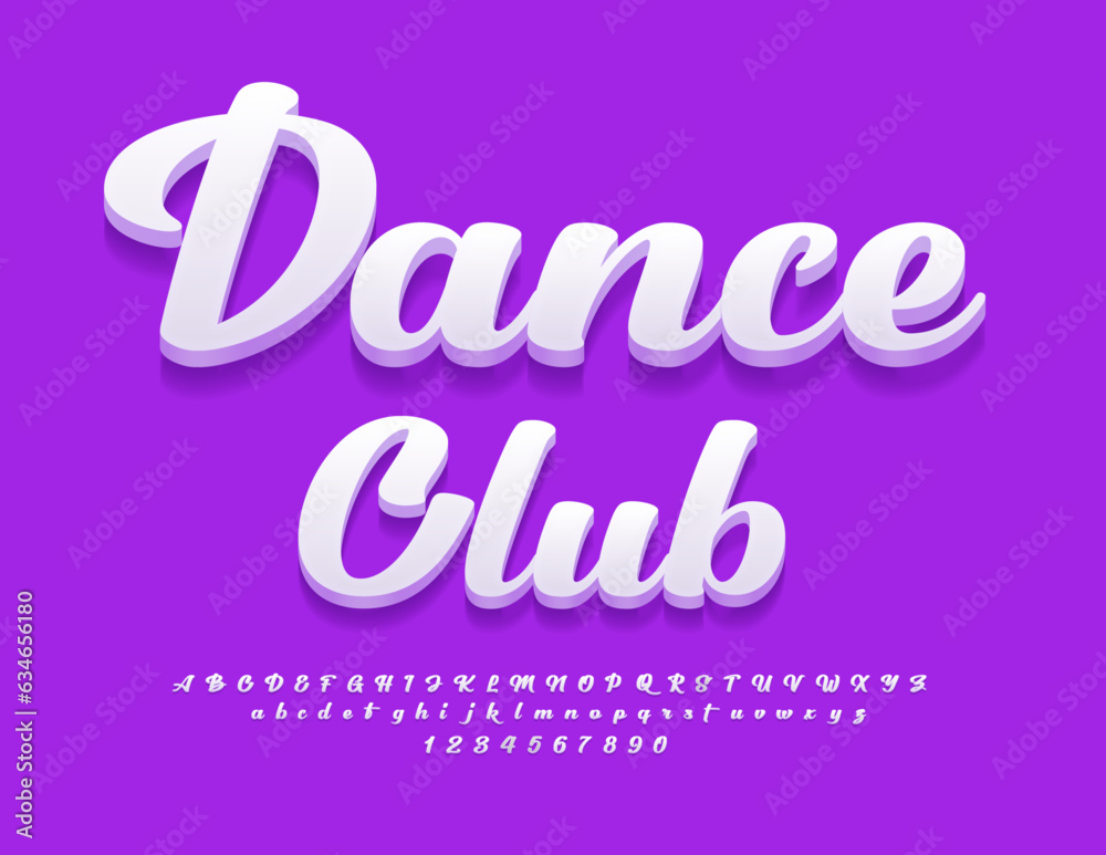 Vector entertainment logo Dance Club with cursive Font. White artistic ...
