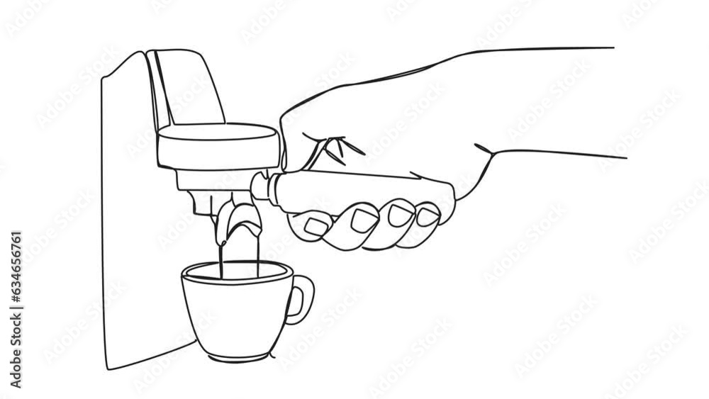 animated continuous single line drawing of coffee pouring from ...