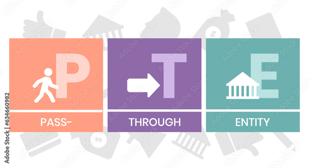 Vecteur Stock PTE, Pass-Through Entity acronym. Concept with keywords ...