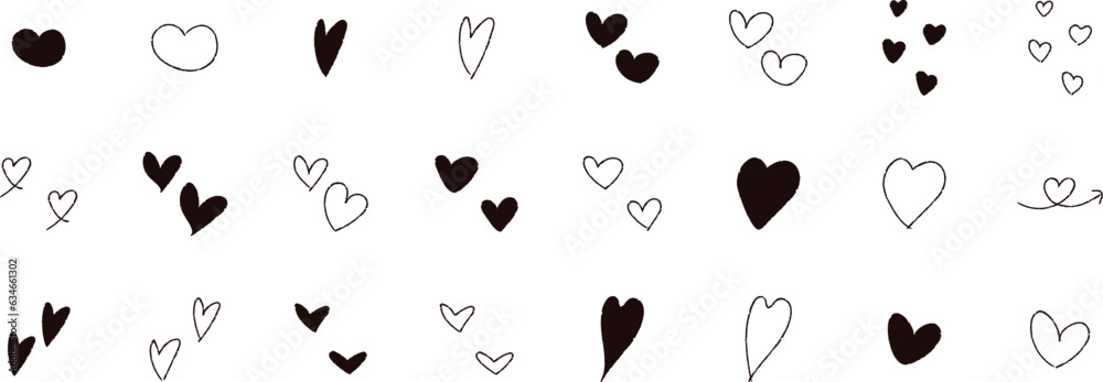 Cute hand drawn heart illustration set on a white background. Vector ...
