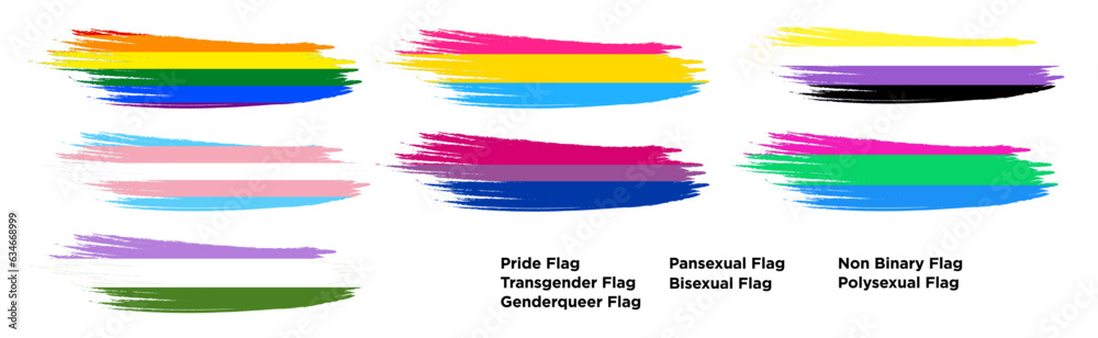 Set of Pride Flag Brush Stroke Concept Set. Pride, transgender ...