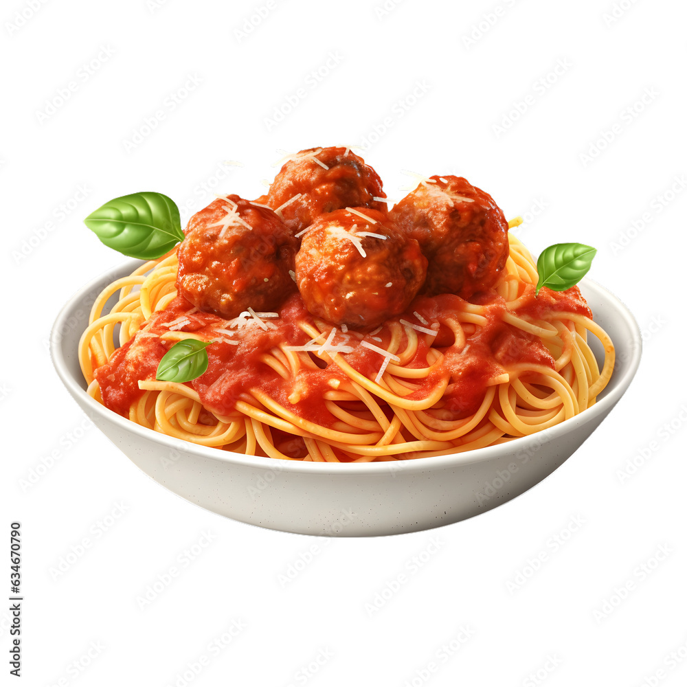 spaghetti and meatballs isolated on transparent background. Generative ...