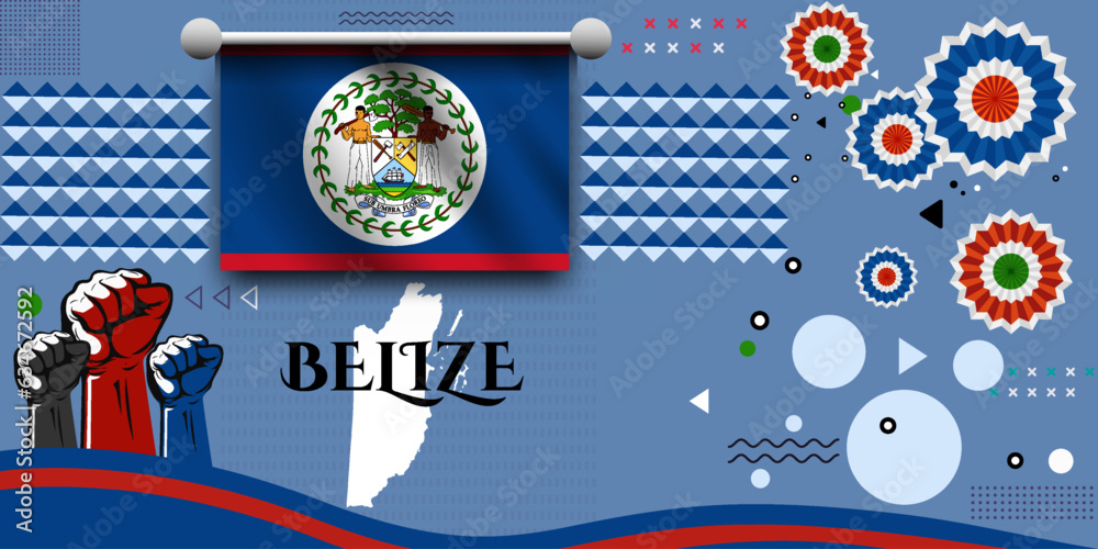 Belize banner for national day with abstract modern design. Belize flag ...