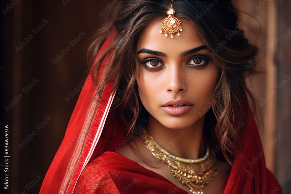 Beautiful Indian Woman in Traditional Attire. A fictional character ...