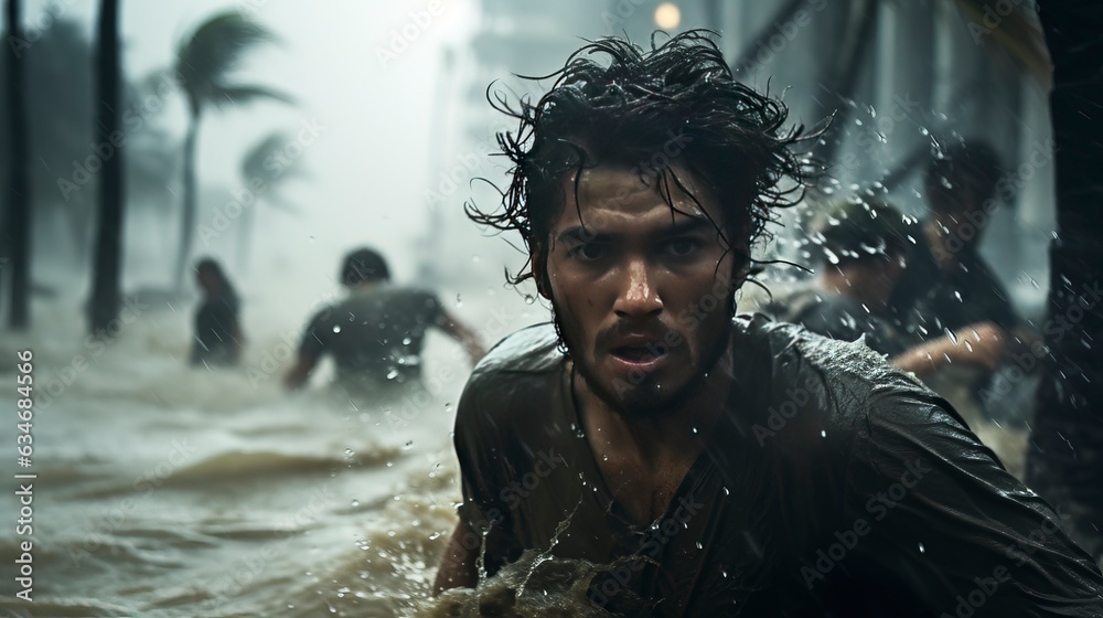 people fleeing hurricanes, typhoons and storms, grasping the urgency of ...