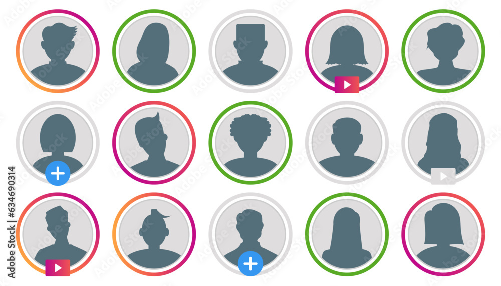 Vecteur Stock User avatar collection for social media. Set of frame ...
