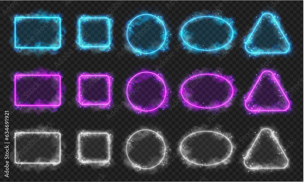 Poster Frames and borders with copy space and neon smoke effect ...