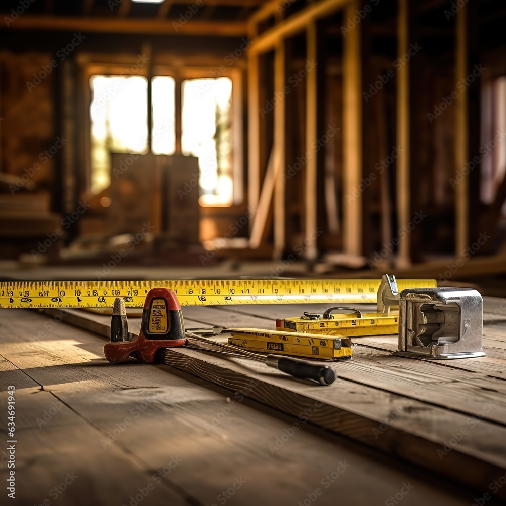 Tools for renovation and reconstruction on a construction site. Created ...