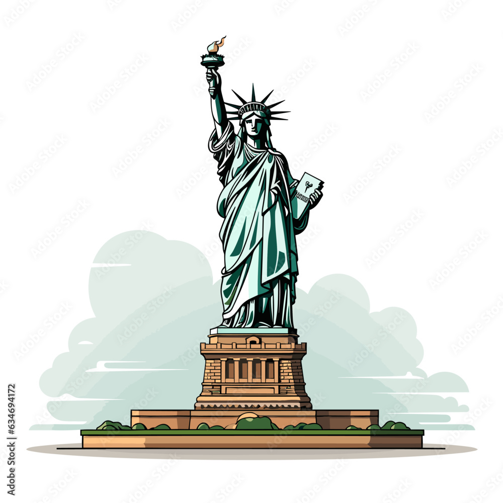 Statue of Liberty. Statue of Liberty hand-drawn comic illustration ...