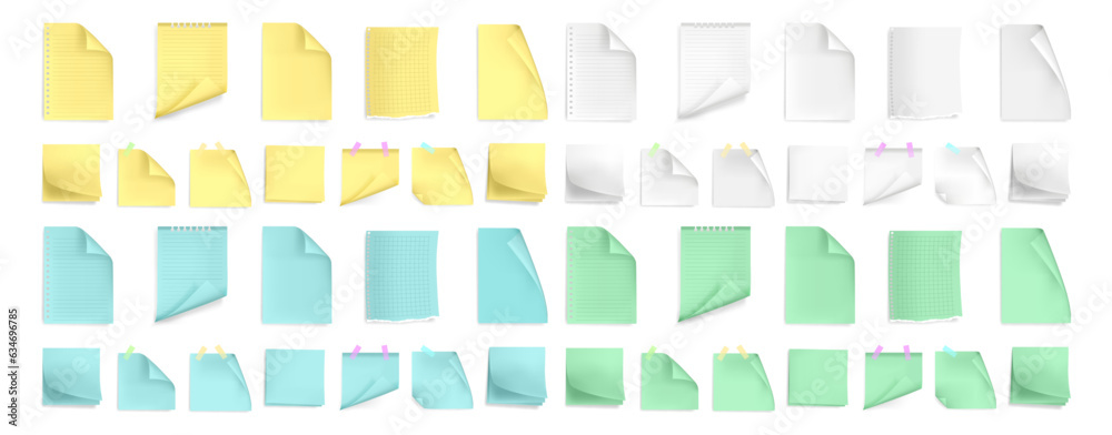 Poster Sticky notes and empty notebook pages, realistic illustration ...