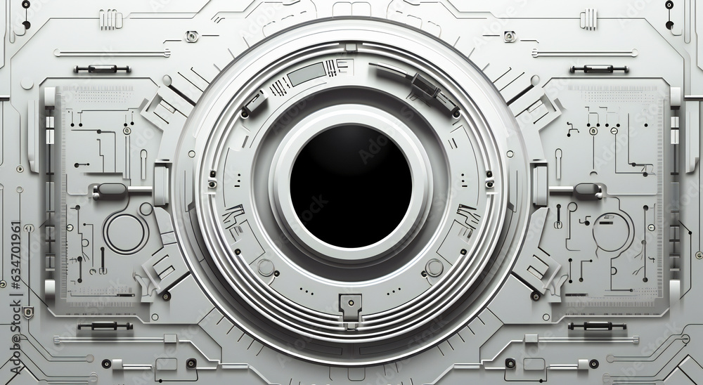 Abstract technology background with a generic complex circular device ...