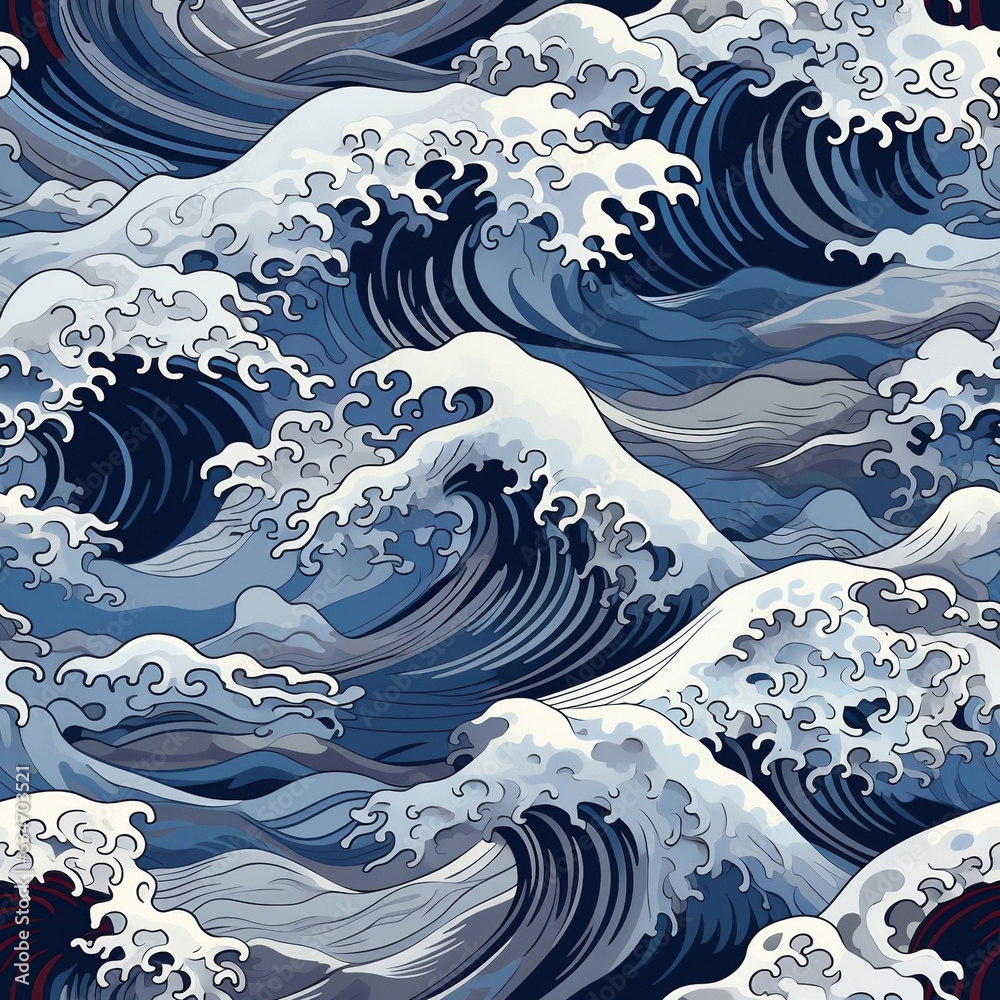 a blue and white wave pattern blue and white wave pattern, in the style ...