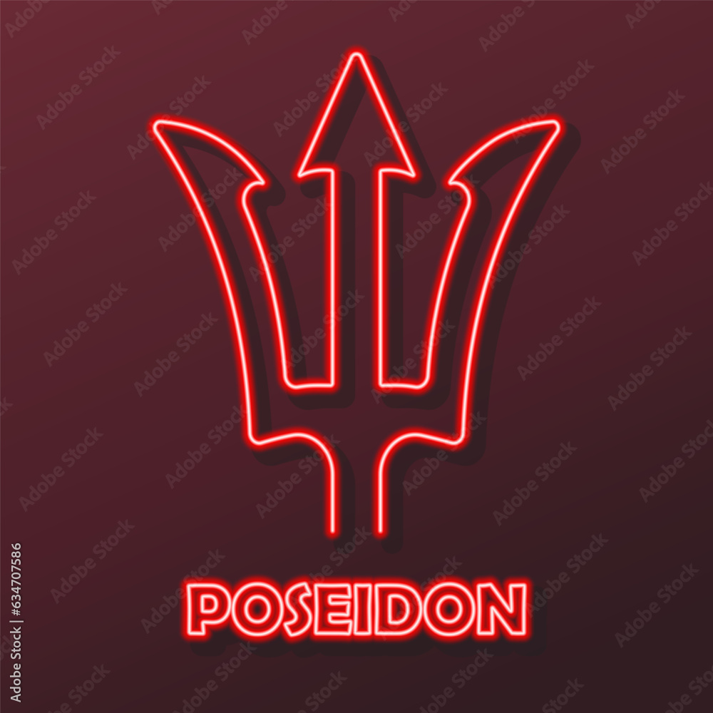 trident poseidon neon sign, modern glowing banner design, colorful ...