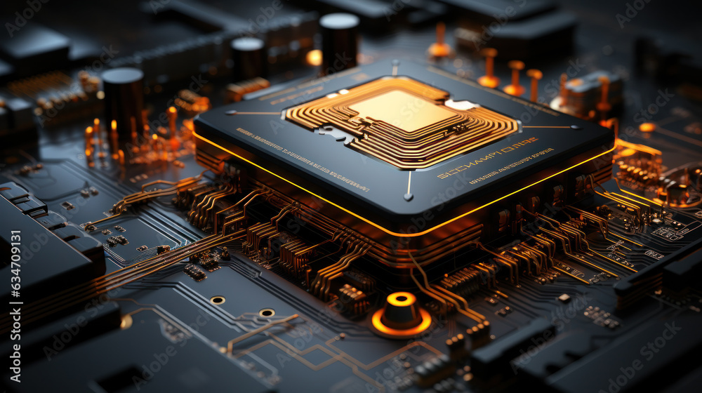 Synaptic Synthesis: 3D Microchip and Orange Wires in AI Brain ... Synaptic Synthesis: 3D Microchip and Orange Wires in AI Brain ...